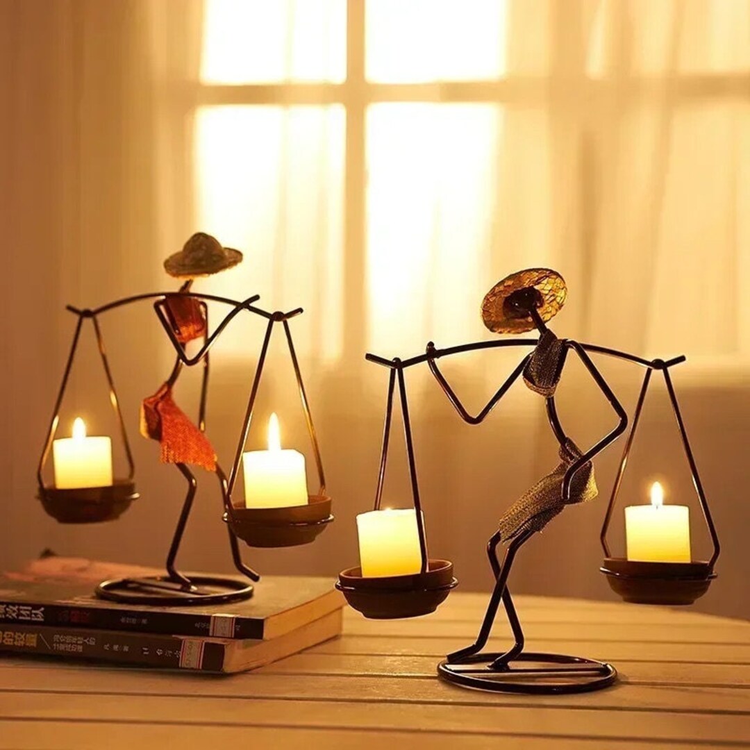Vintage Retro Themed Iron Candle Holders Wanderlust Traveler Decor Boho ...