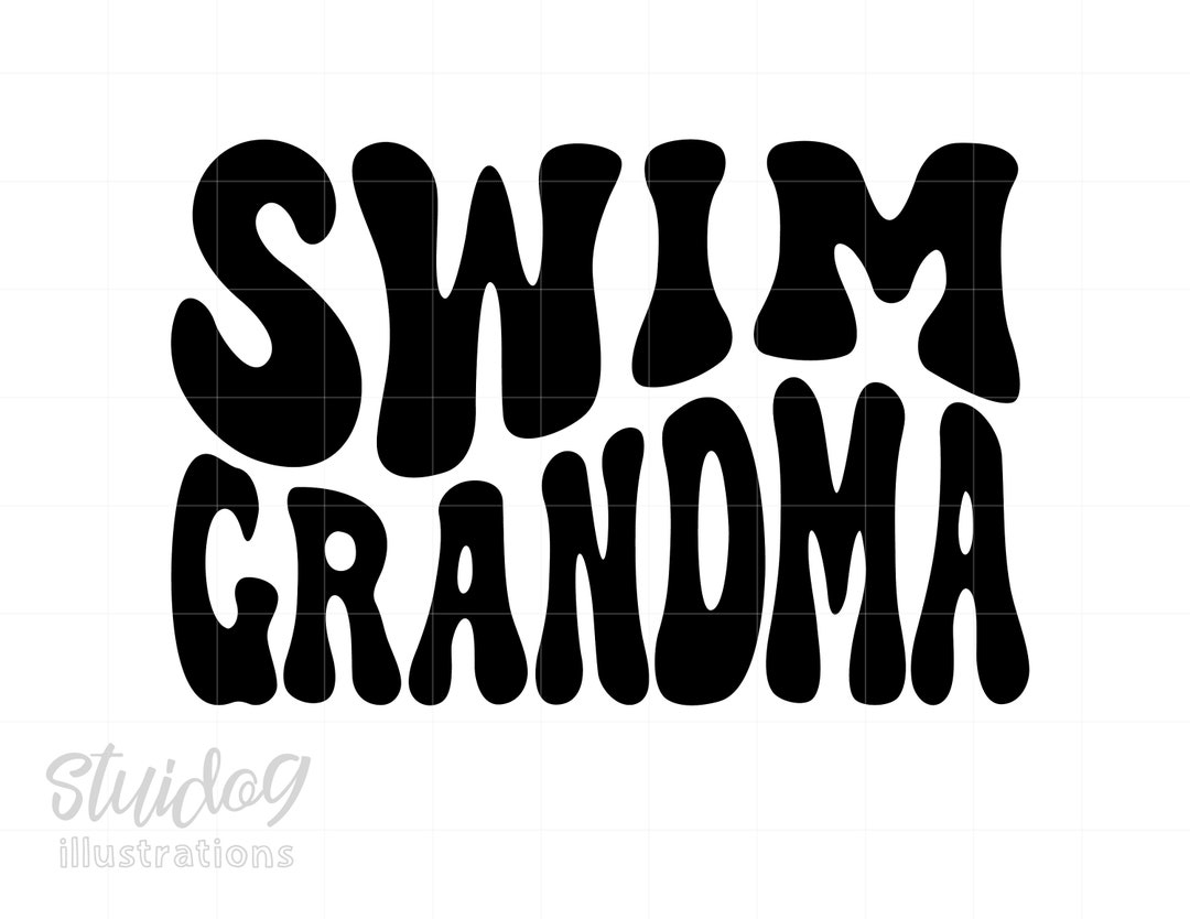 Swim Grandma Svg, Wavy Text Swim Grandmother Shirt Svg, Swim Svg Png ...