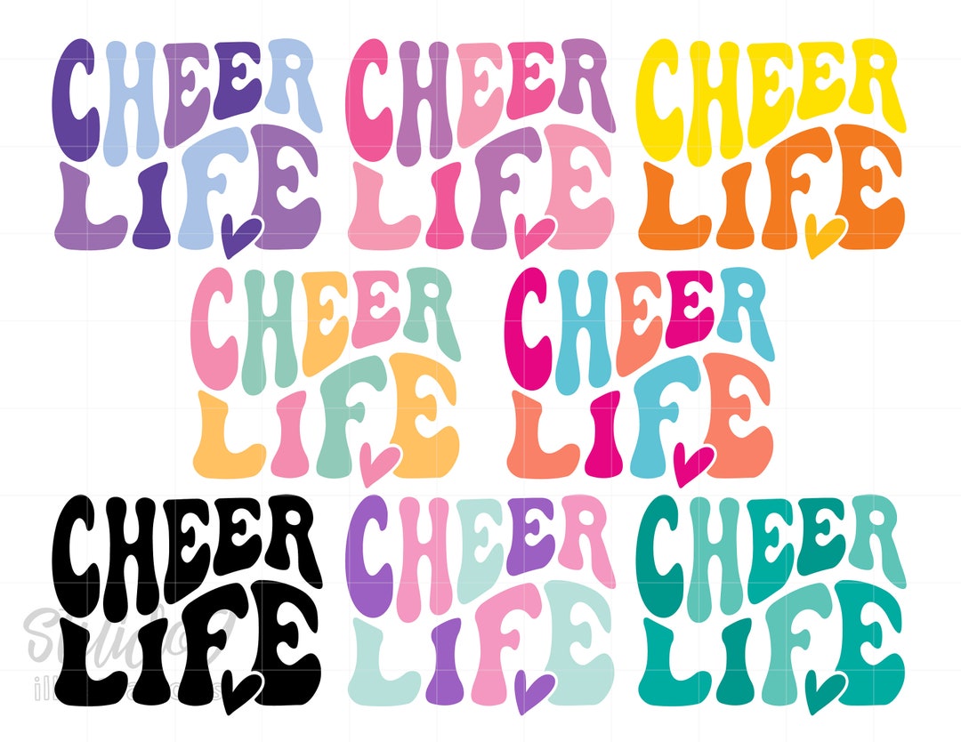 Cheer Life Svg Bundle, Wavy Text Cheer Life Shirt Svg, Cheerleading Svg ...