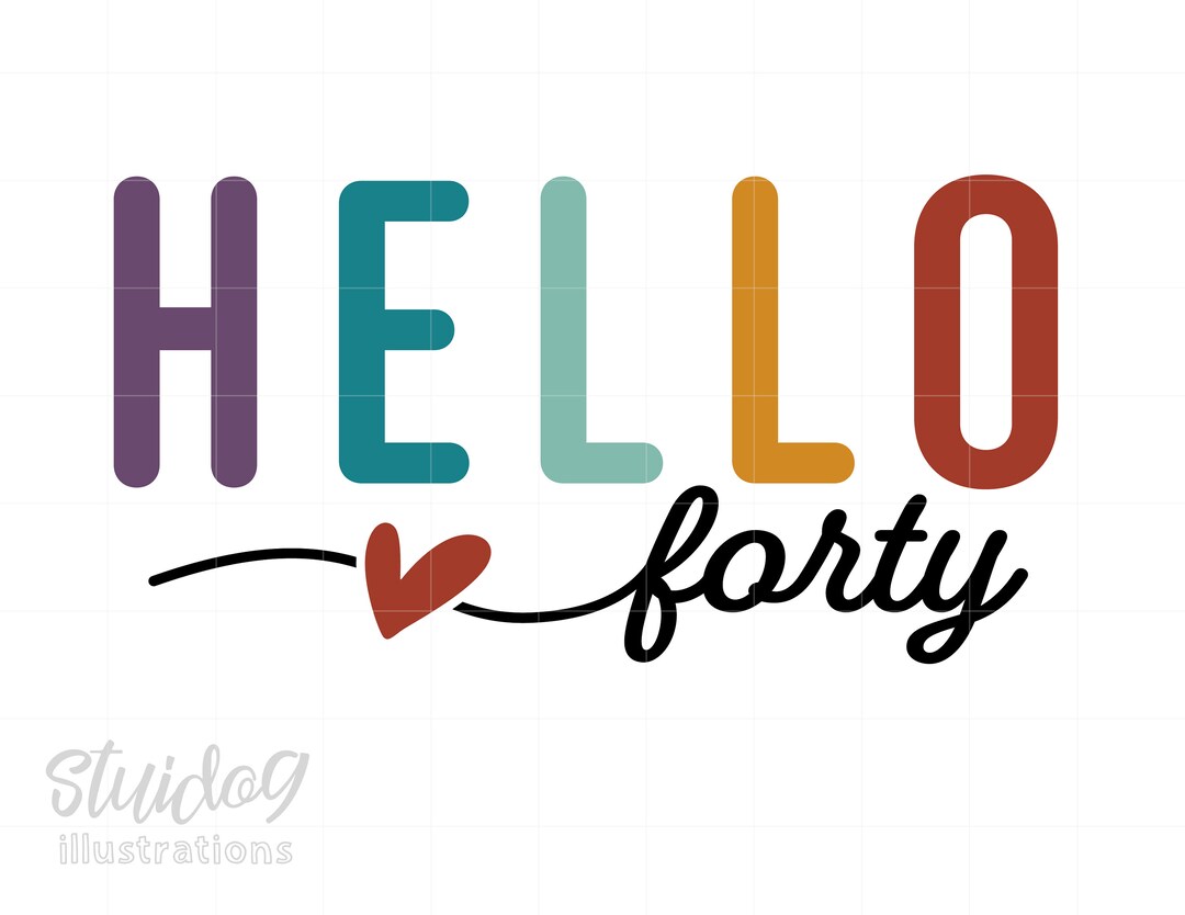 40th Birthday Svg, Hello Forty SVG, Hello 40 Svg, 40 Years Svg for Cricut Silhouette, 40th Shirt ...