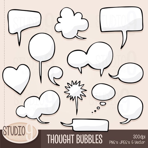 Speech Bubbles 2 Digital Clipart Clip Art Illustrations | Etsy