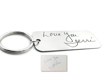 Handwriting Keychain Signature Gifts Memorial Gift | Etsy
