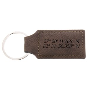 Custom Leather Keychain, GPS Coordinates, Personalized GPS, Latitude ...