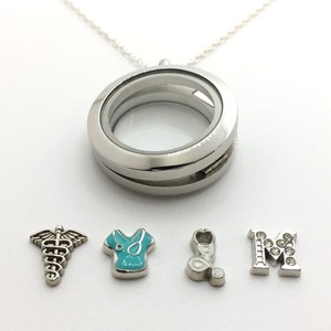 Floating Locket Doctor Necklace, RN Necklace, Gift for Nurse, Nurse ...