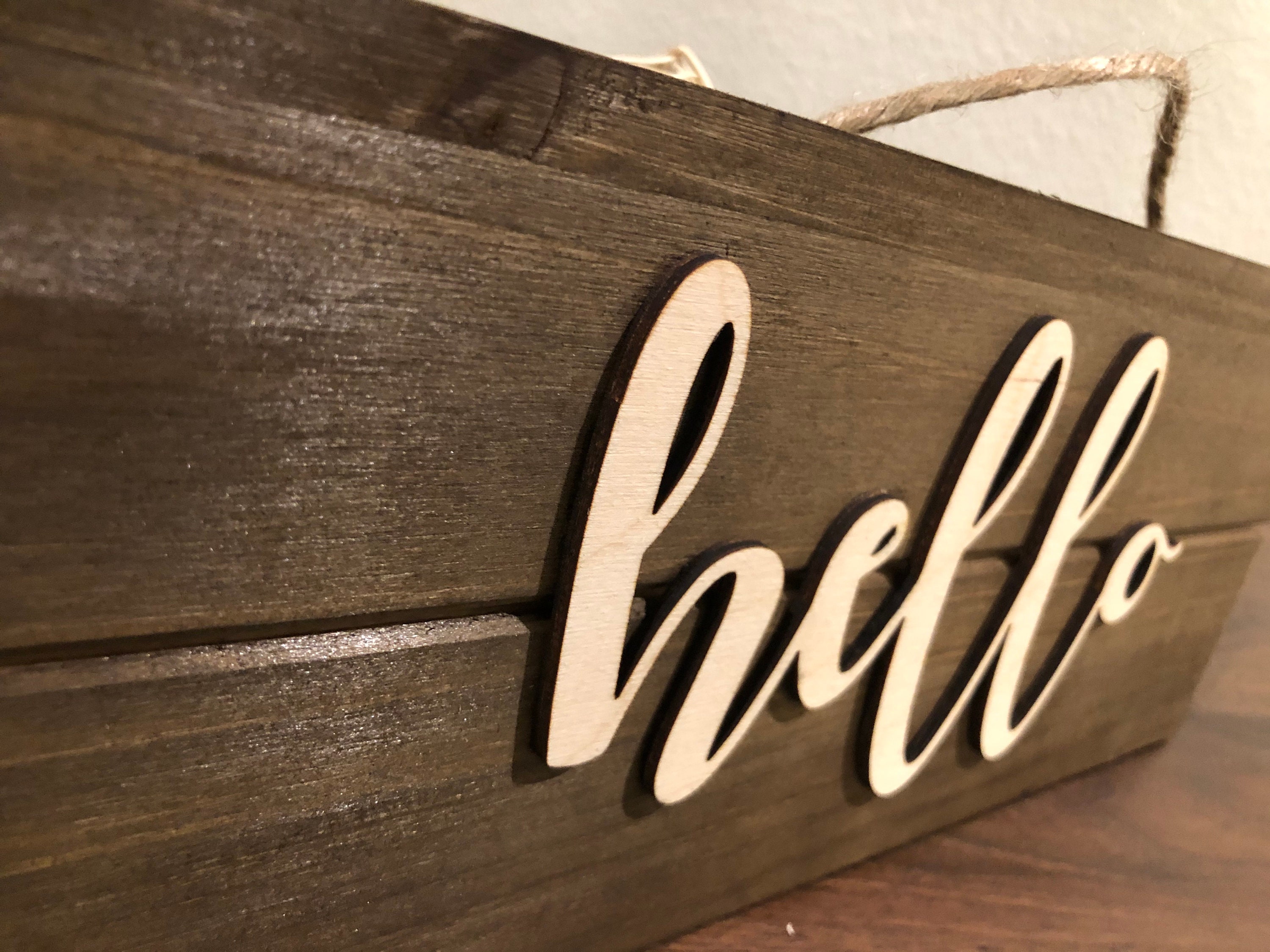 Hello Sign Hello Door Sign Wood Sign Wood Wall Sign Hello | Etsy