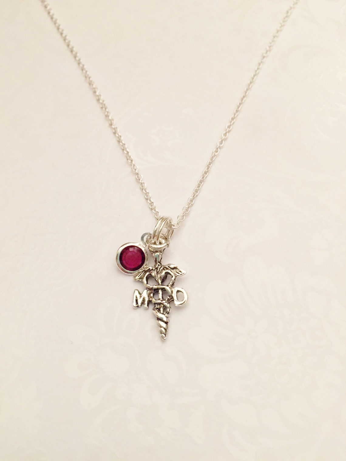 MD Doctor Necklace With Birthstone Charm & Initial Gift for Doctors ...