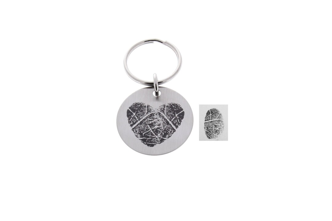 Fingerprint Keychain, Heart Fingerprint, Memorial Keepsakes ...