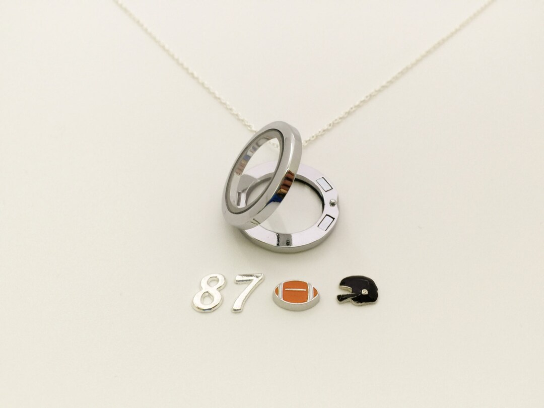 Football Floating Locket Necklace, Gift for Football Mom, Gift for ...