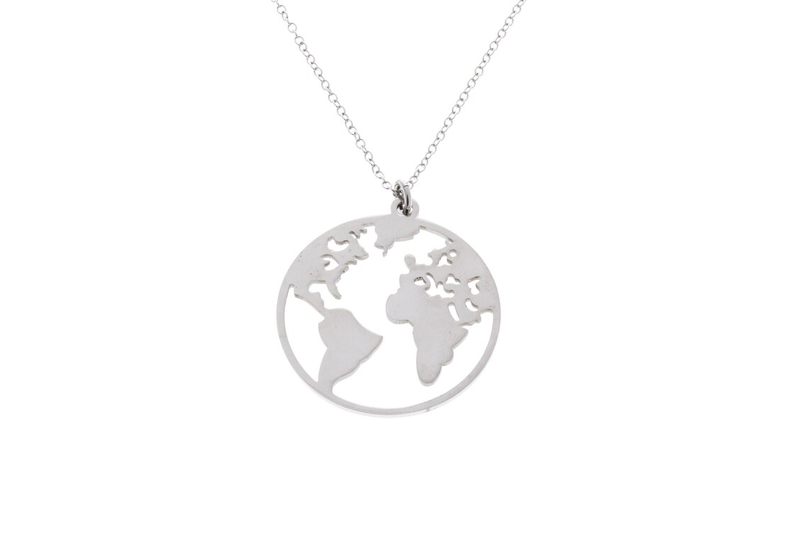 World Map Necklace Global Necklace Earth Necklace World - Etsy
