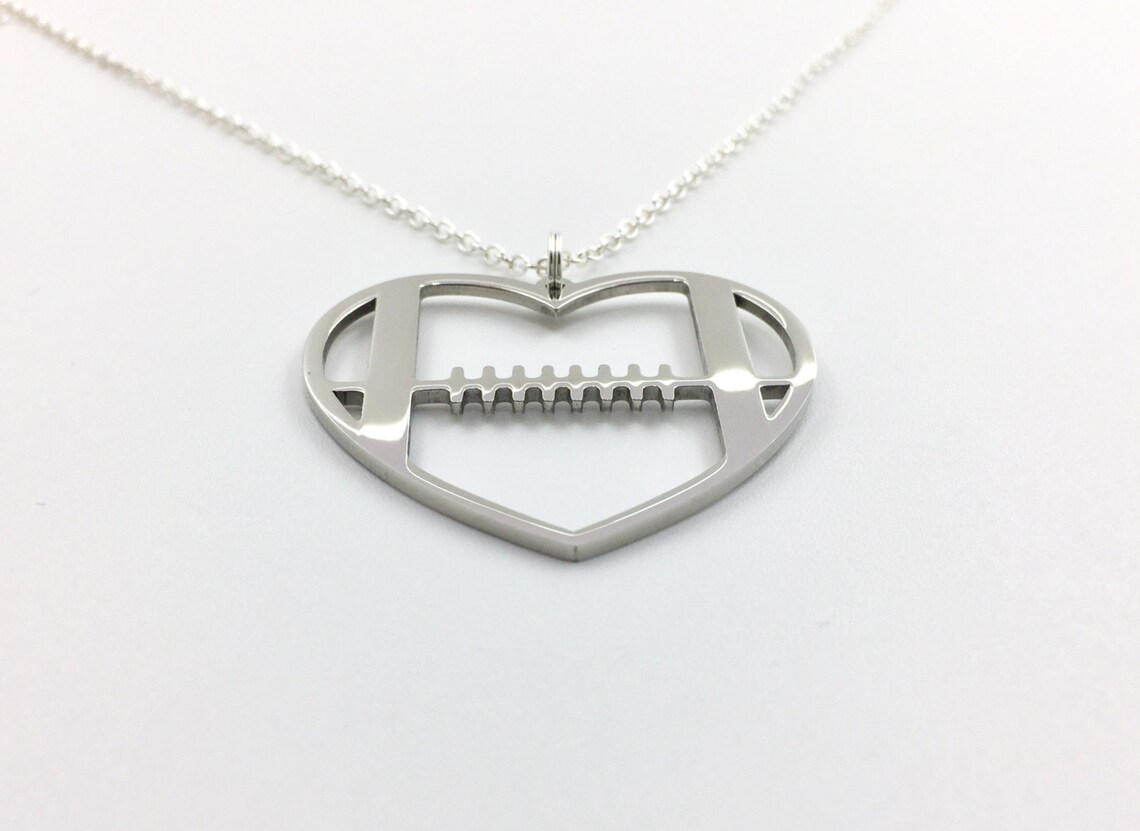 Heart Football Necklace, Football Necklace, Football Jewlery, Football ...