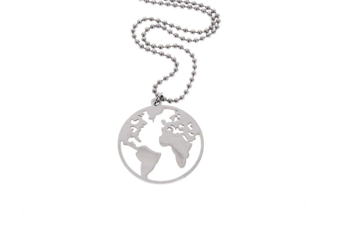 World Map Necklace Global Necklace Earth Necklace World - Etsy