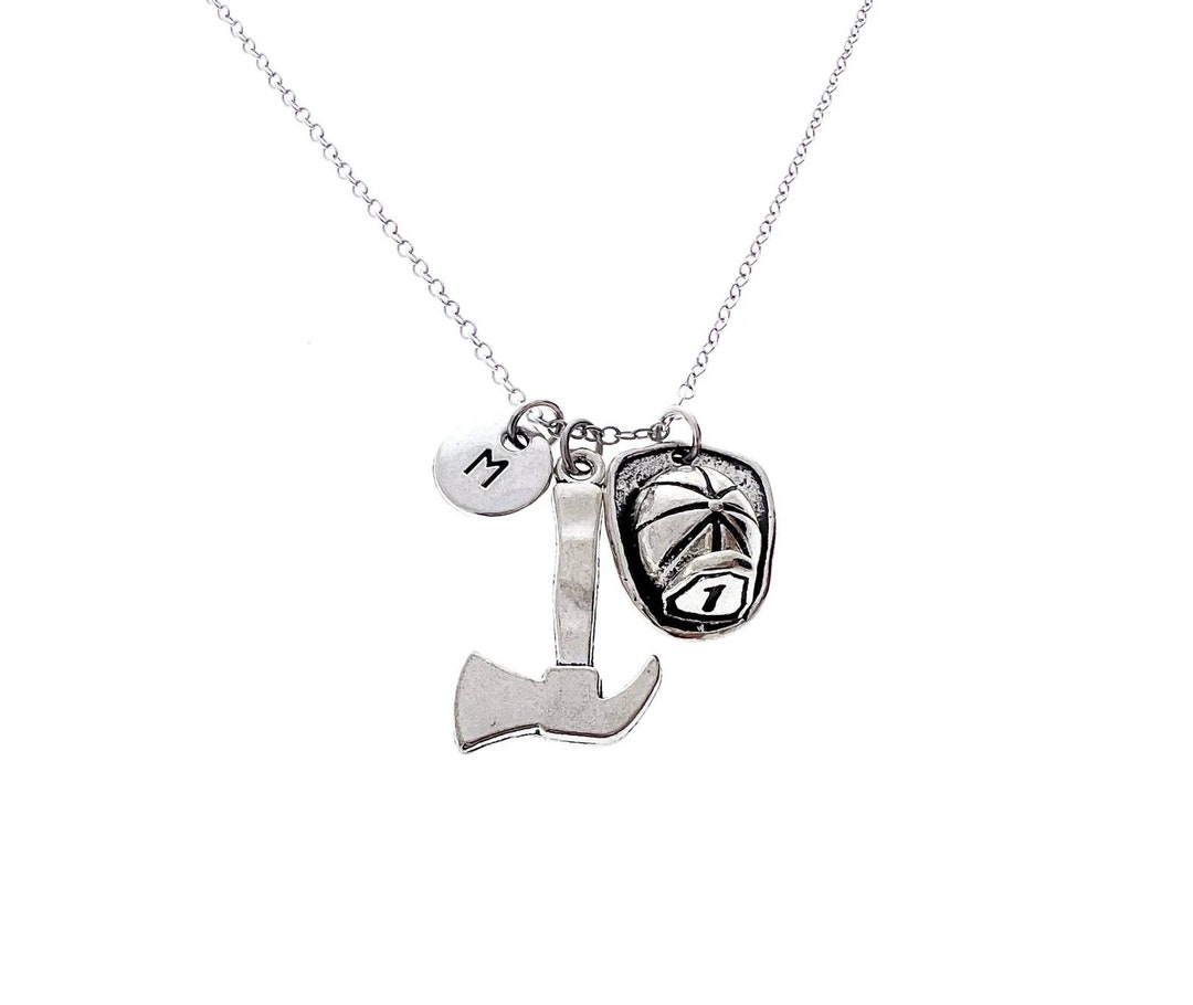 Firefighter Necklace With Initial Charm, Firefighter Academy Graduation ...