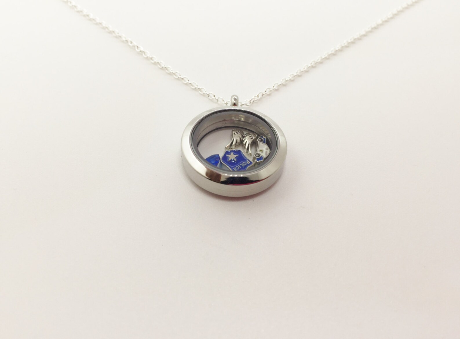 Police Officer Floating Locket Police Necklace Female - Etsy