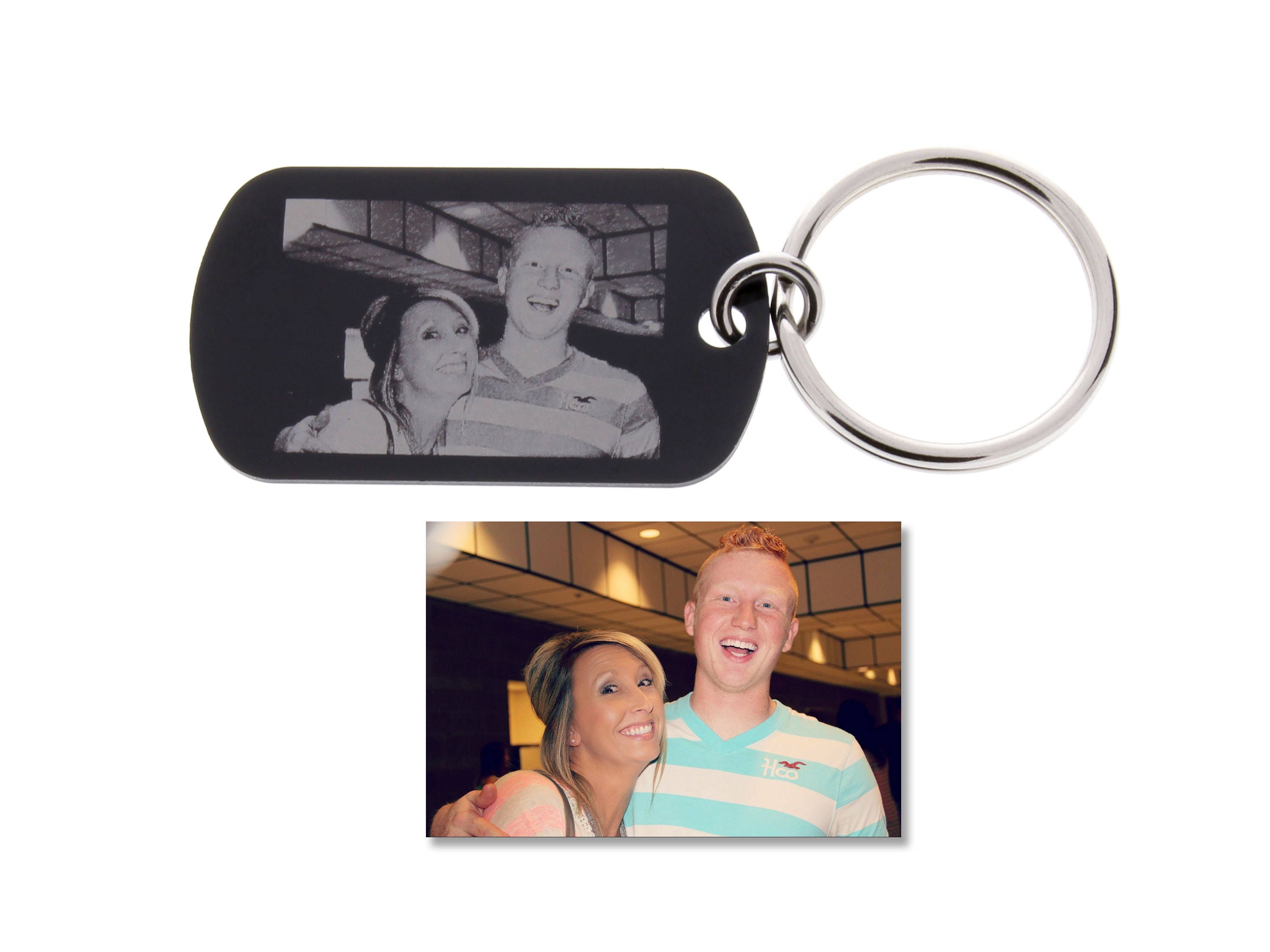 Photograph Engraved, Photo Keychain, Dog Tag Key Chain, Actual ...