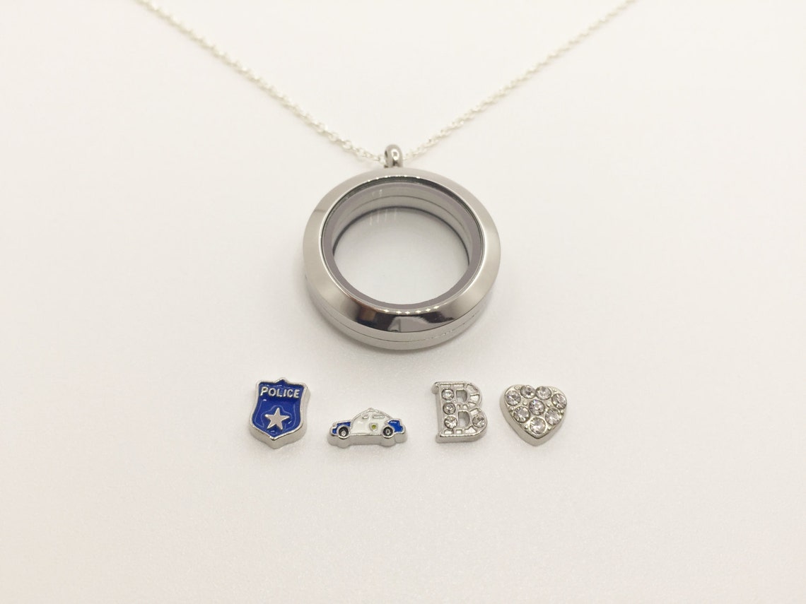 Police Officer Floating Locket Necklace, Gift for Female Police Officer ...