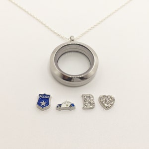 Police Officer Floating Locket Necklace, Gift for Female Police Officer ...