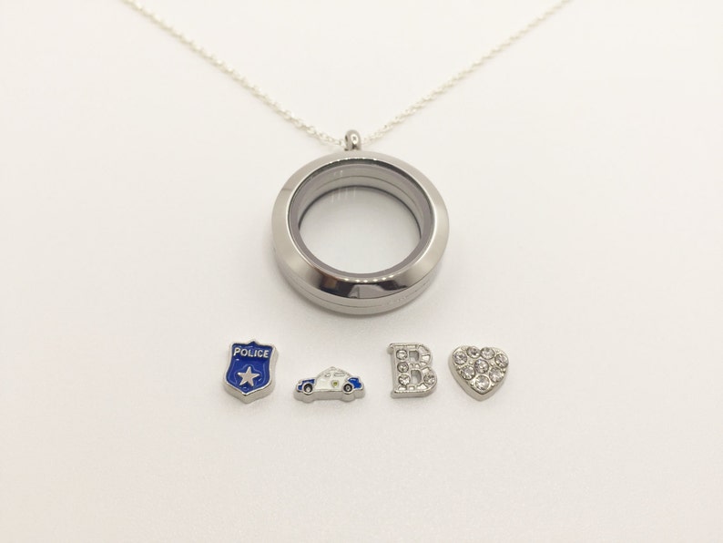 Police Officer Floating Locket Necklace, Gift for Female Police Officer ...