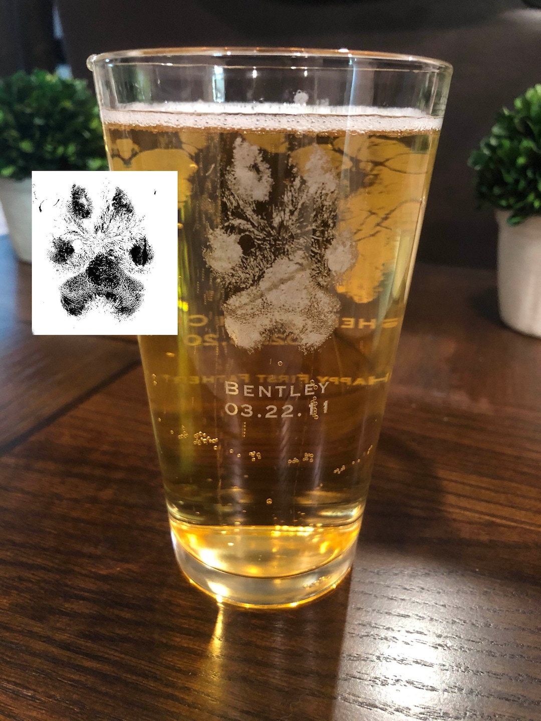 Actual Paw Print, Paw Prints Glass, Beer Glass, Pint Glass, Custom Beer ...