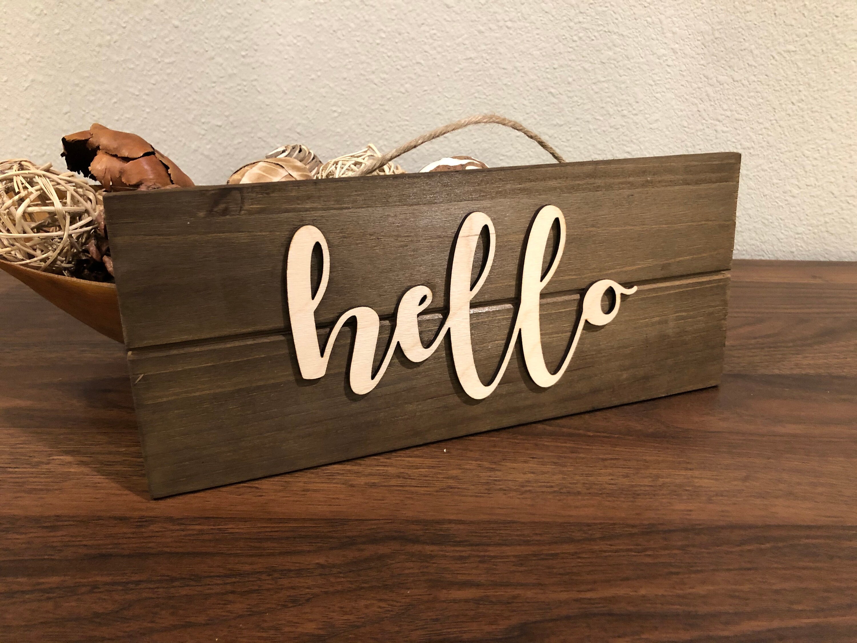 Hello Sign Hello Door Sign Wood Sign Wood Wall Sign Hello | Etsy