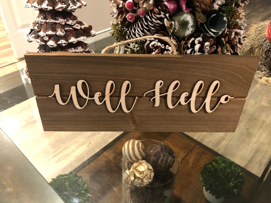 Hello sign hello door sign wood sign wood wall sign hello | Etsy