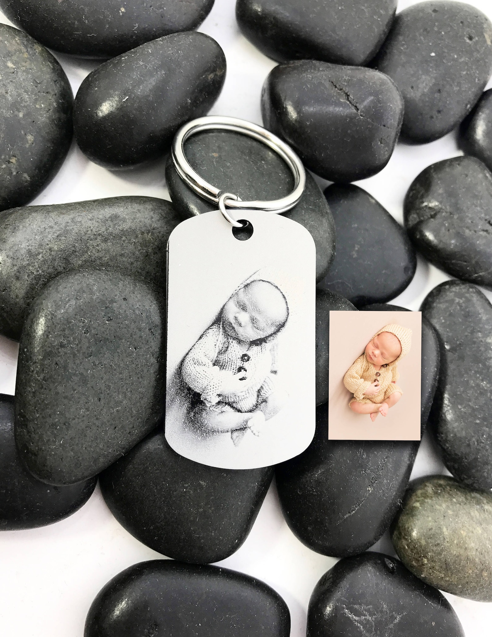 Photograph Engraved, Photo Keychain, Dog Tag Key Chain, Actual ...