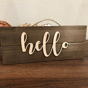 Hello Sign, Hello Door Sign, Wood Sign, Wood Wall Sign, Hello Wood Sign ...