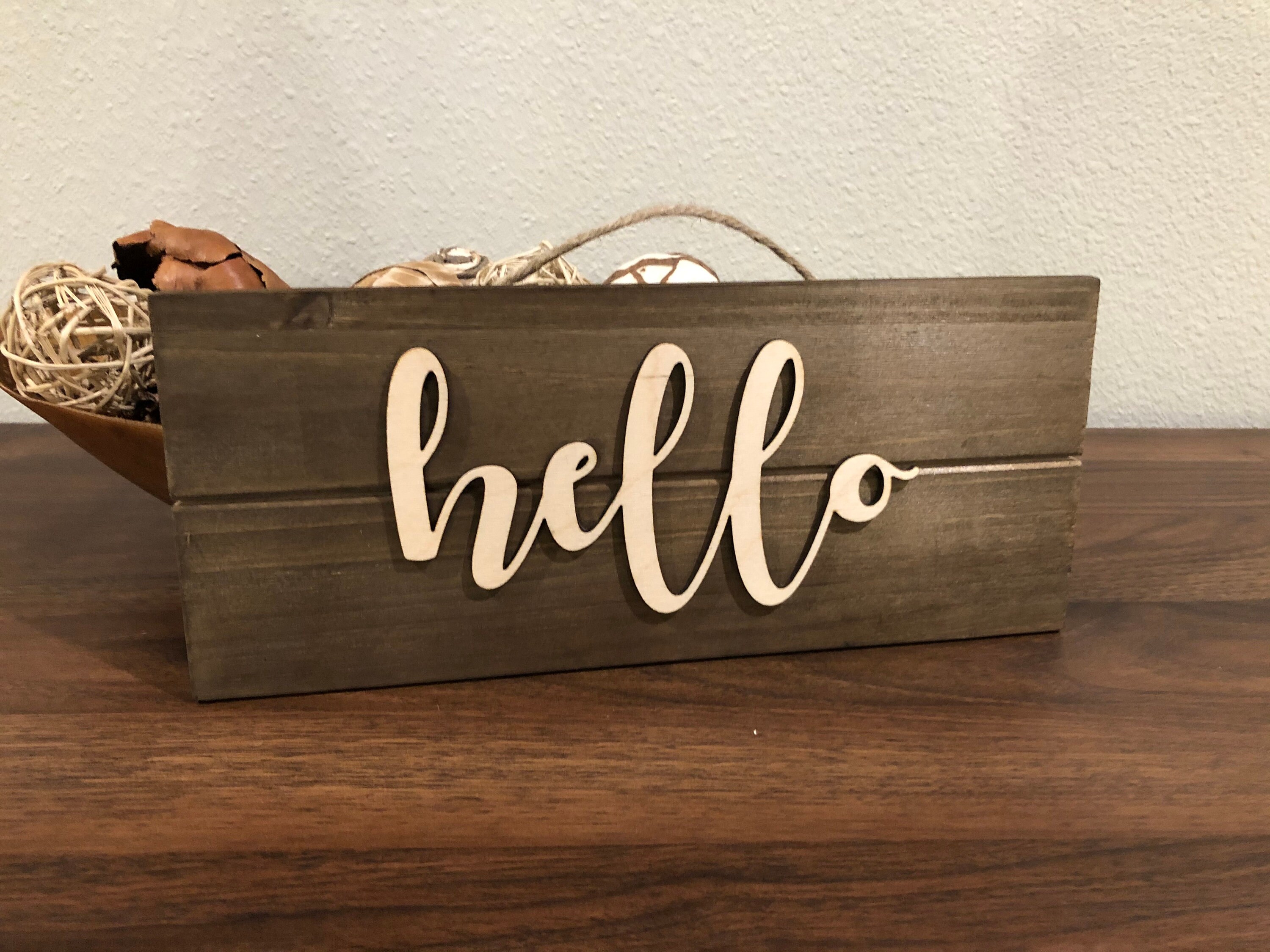 Hello Sign Hello Door Sign Wood Sign Wood Wall Sign Hello | Etsy