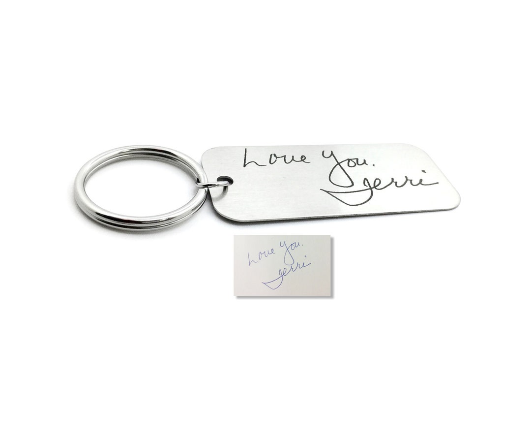 Handwriting Keychain, Signature Gifts, Memorial Gift, Handwritten Key ...