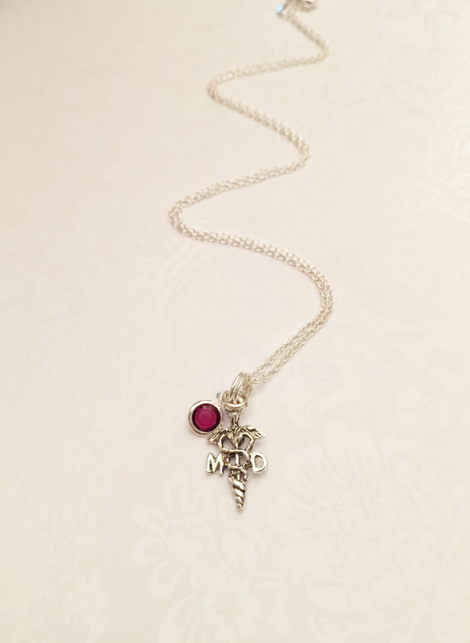 MD Doctor Necklace With Birthstone Charm & Initial Gift for Doctors ...