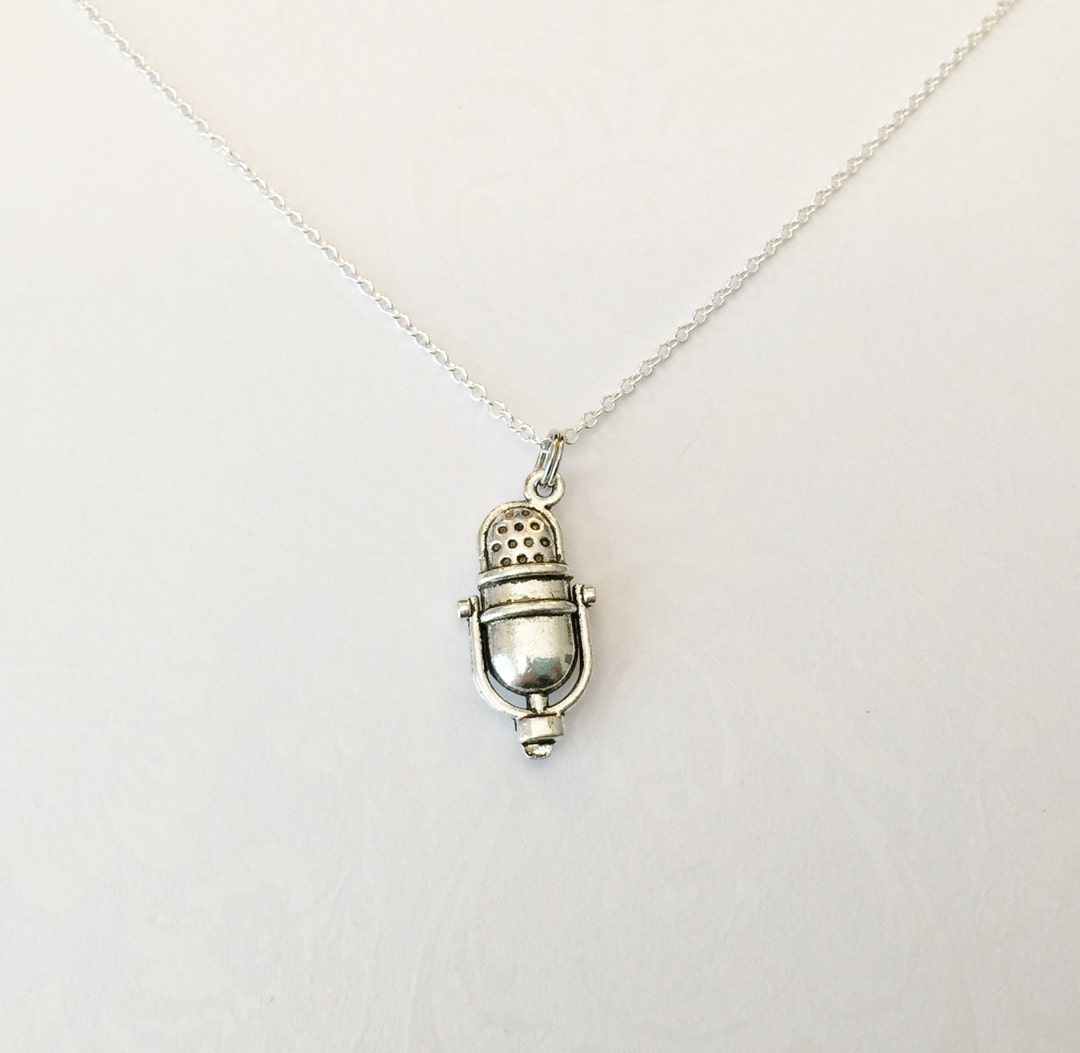 Microphone Necklace, Vintage Microphone, Gift for Singer, Song Writer ...