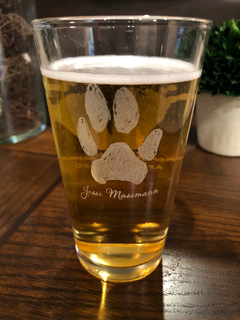 Actual Paw Print Paw Prints Glass Beer Glass Pint Glass - Etsy