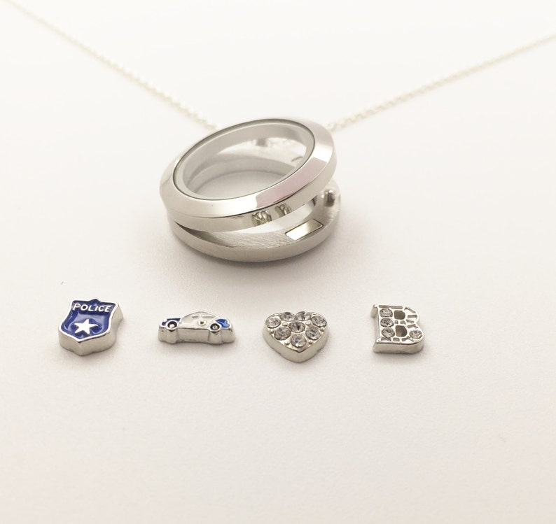 Police Officer Floating Locket Necklace, Gift for Female Police Officer ...