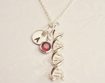 DNA Pendant Custom Birthstone Charm-hand Made DNA - Etsy