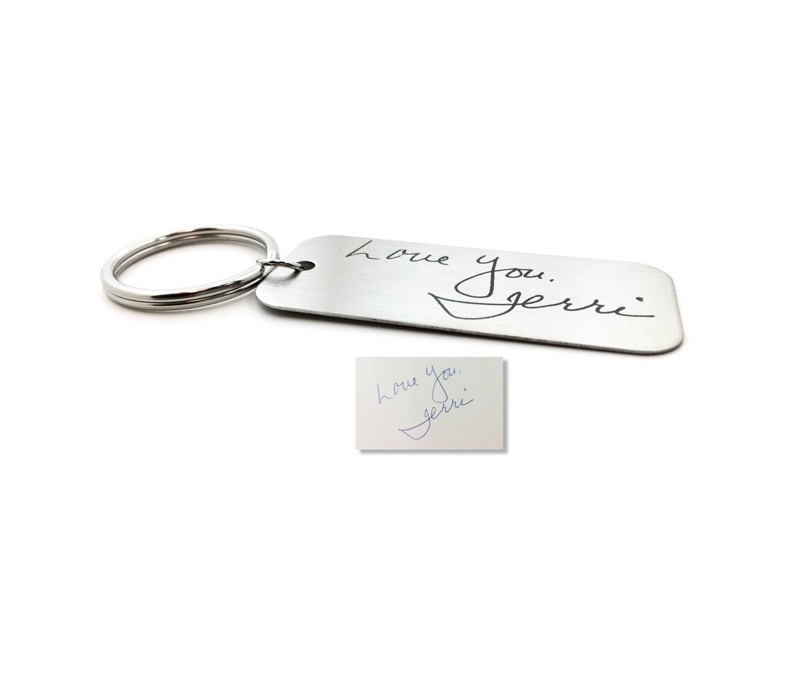 Handwriting Keychain Signature Gifts Memorial Gift | Etsy