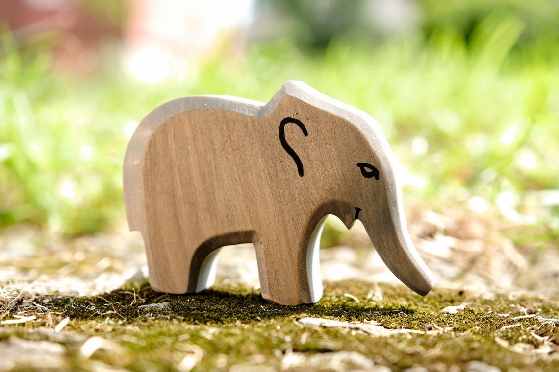 Elephant Elephant Toy Wooden Statue Educational Toys | Etsy