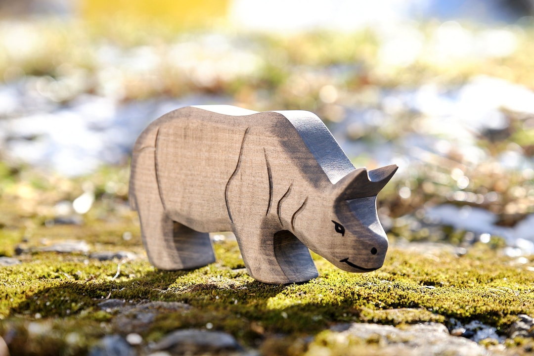 Rhinoceros Wooden Toy Rhinoceros Rhino Figurine Waldorf Rhino Wood Toy ...