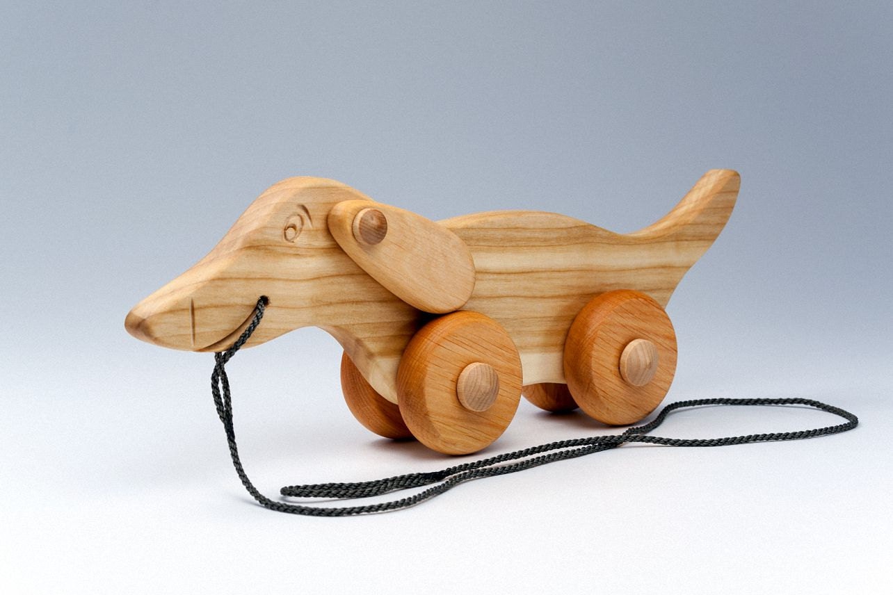Wood Dog on Wheels Wooden Dachshund Toy on Wheels Wheeled - Etsy UK
