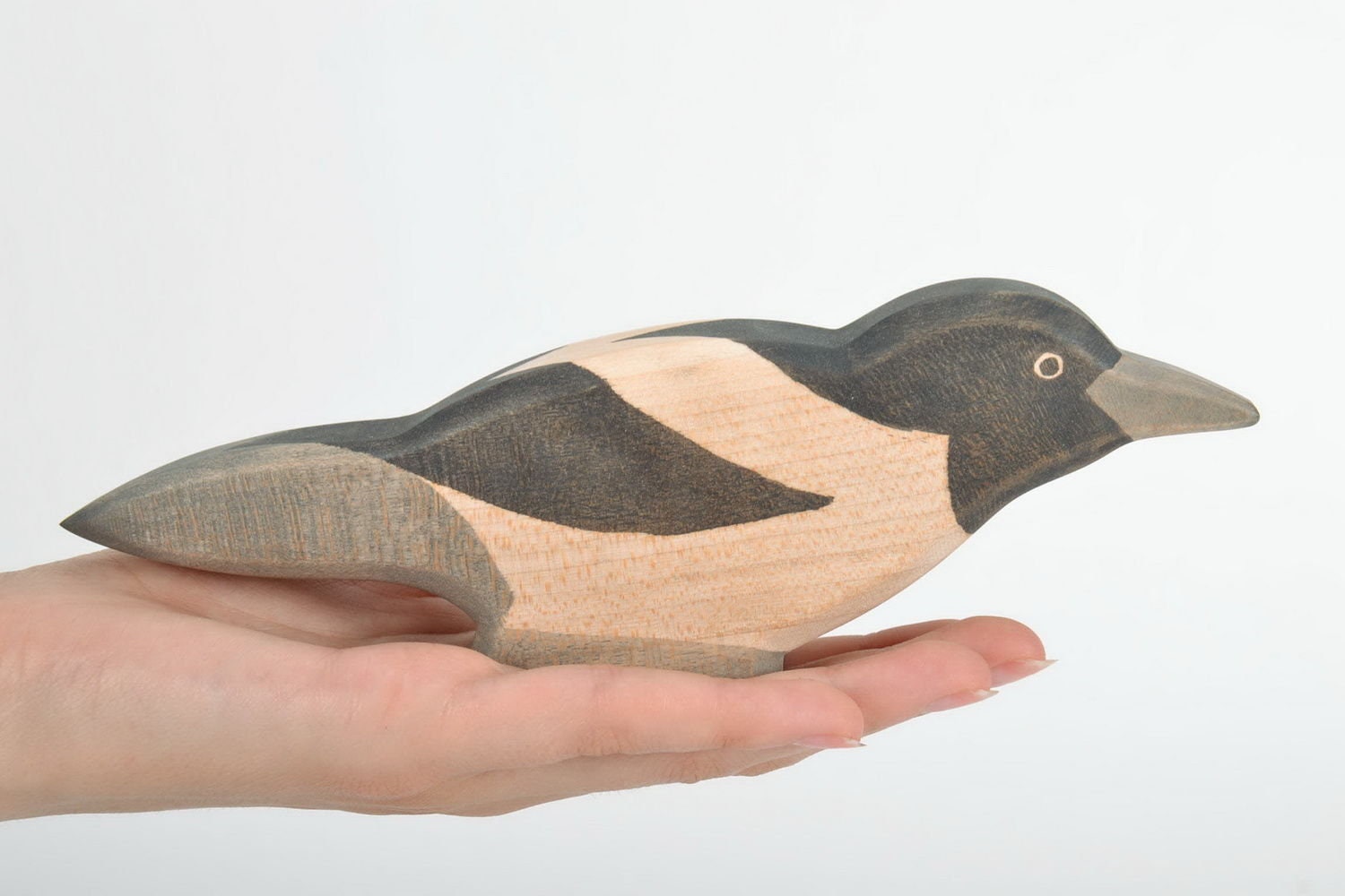 Wooden Figurine Magpie - Wooden Bird - Wood Bird Figurine - Bird ...