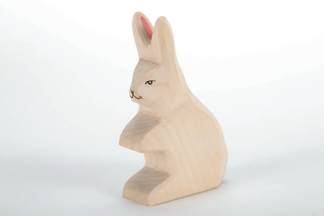 Rabbit Figurine - Wood Bunny Toys - Wooden Toys - Toddler Toys - Wooden ...
