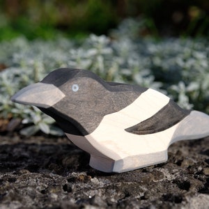 Handcrafted Wooden Magpie Bird Figurine - Wood Bird Figurine - Bird ...