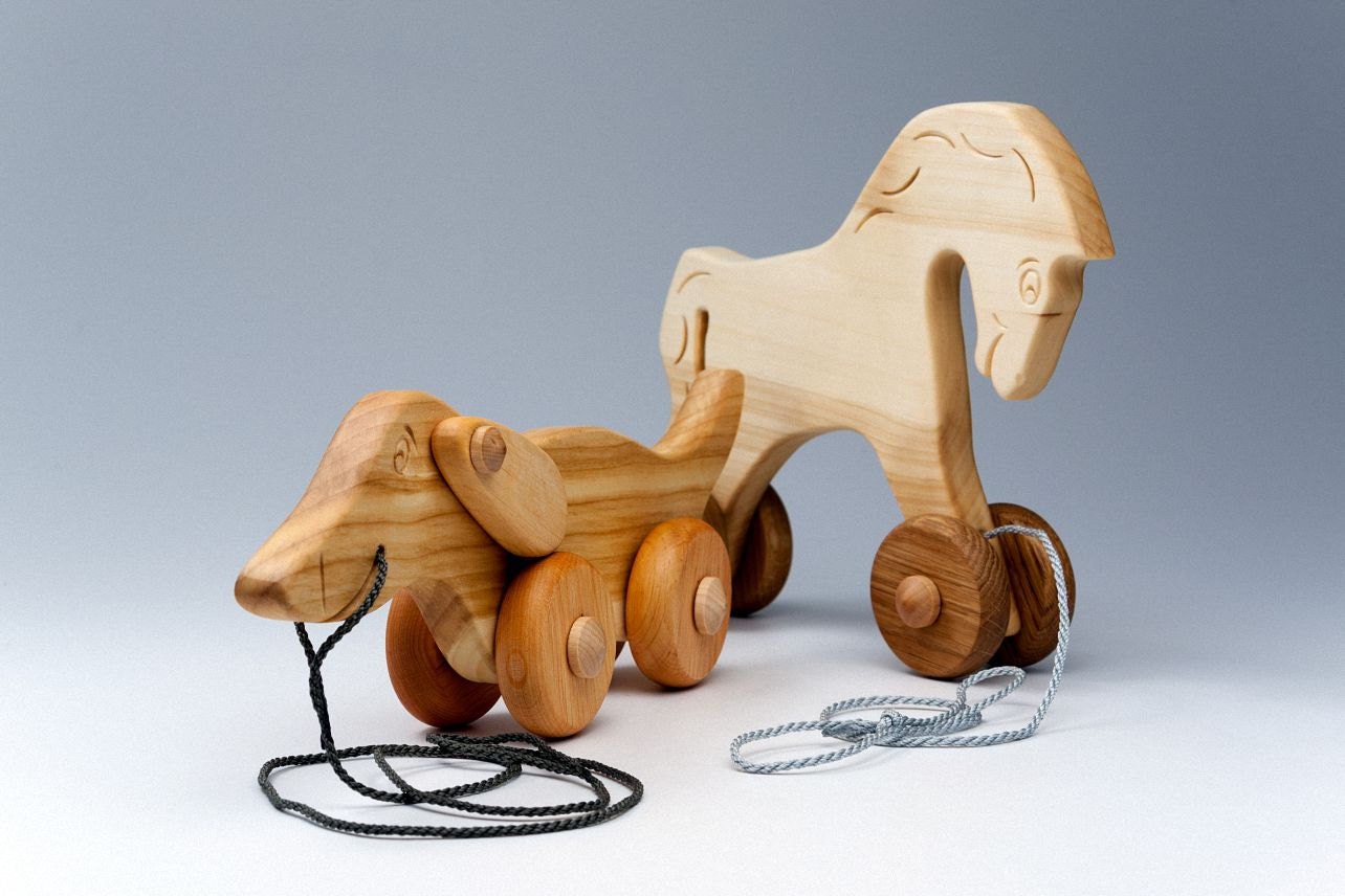 Wood Dog on Wheels Wooden Dachshund Toy on Wheels Wheeled - Etsy UK