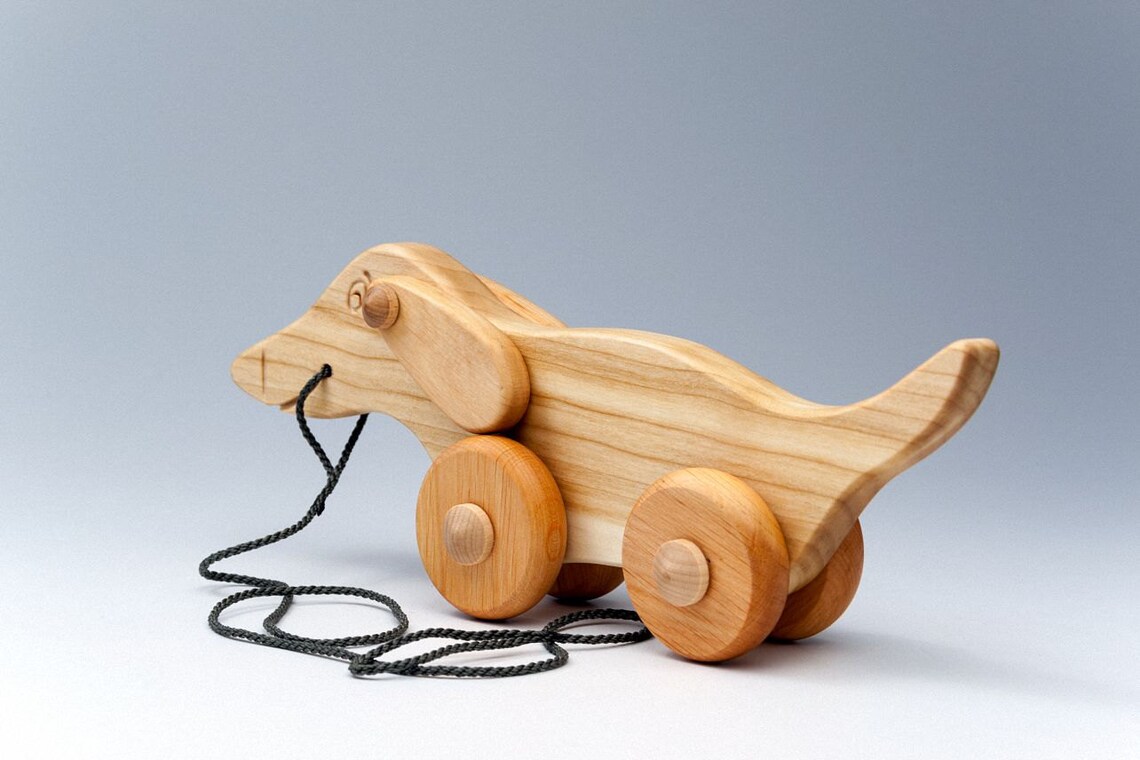 Wood Dog on Wheels Wooden Dachshund Toy on Wheels Wheeled - Etsy