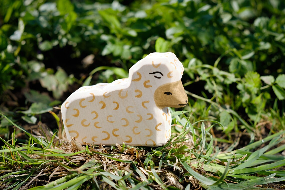 Sheep Figurine Wooden Sheep Wooden Lamb Learning Toy - Etsy