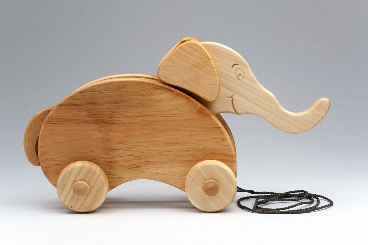 Toys Push & Pull Toys Vintage Wooden & Leather Articulated Wheeled Pull ...