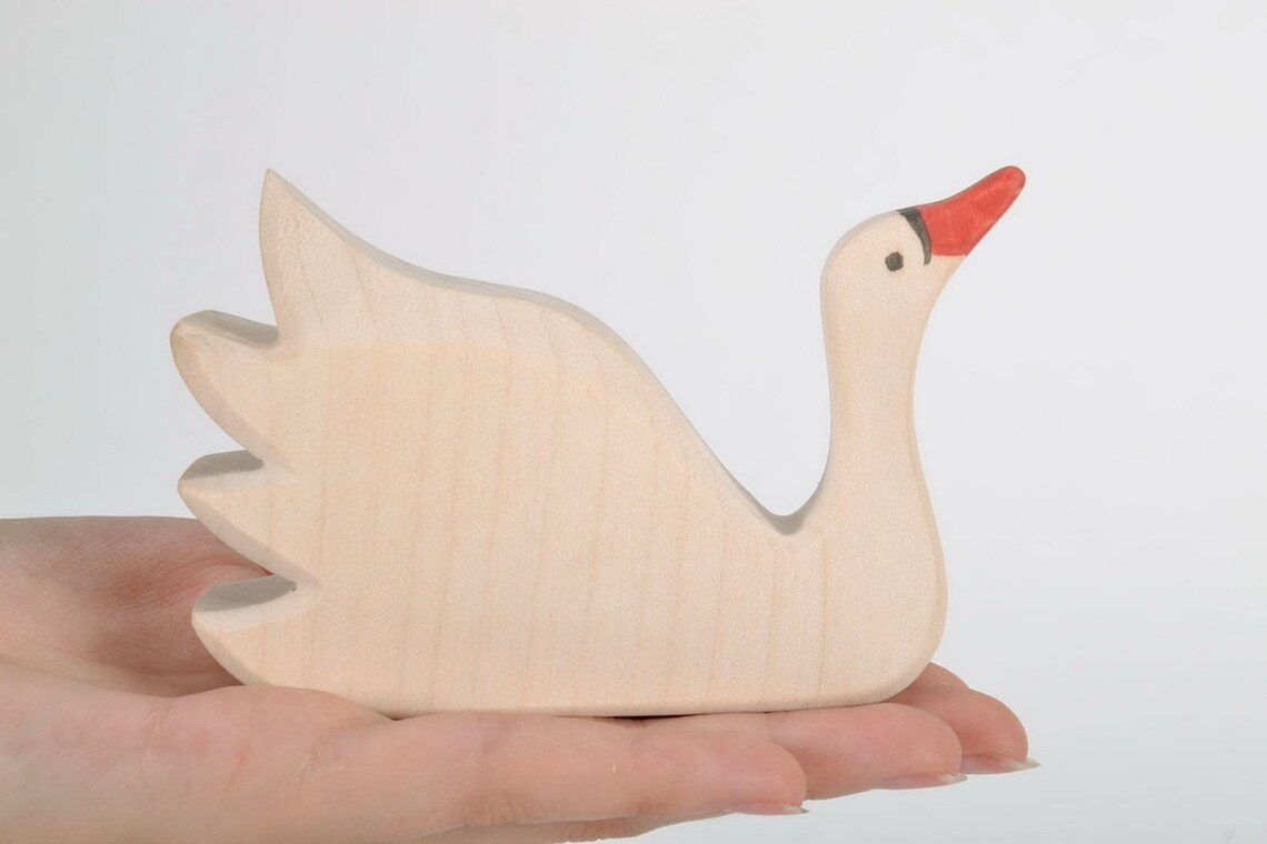 Swan Toy Wood Eco Toy Swan Figurine Wooden Swan Farm - Etsy