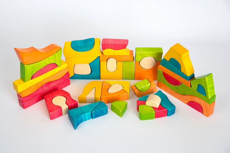 Wooden Building Blocks Wooden Play Set Wooden Toys | Etsy