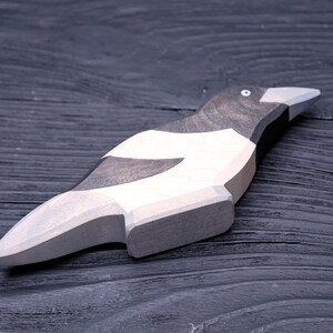 Wooden Figurine Magpie - Wooden Bird - Wood Bird Figurine - Bird ...