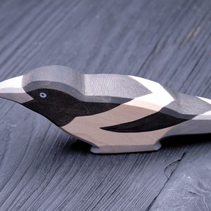 Wooden Figurine Magpie - Wooden Bird - Wood Bird Figurine - Bird ...