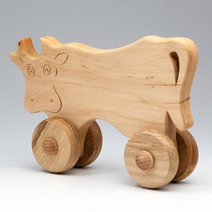 Cow Figure - Rolling Toy - Toy on Wheels - Cow Toy - Waldorf Inspired ...