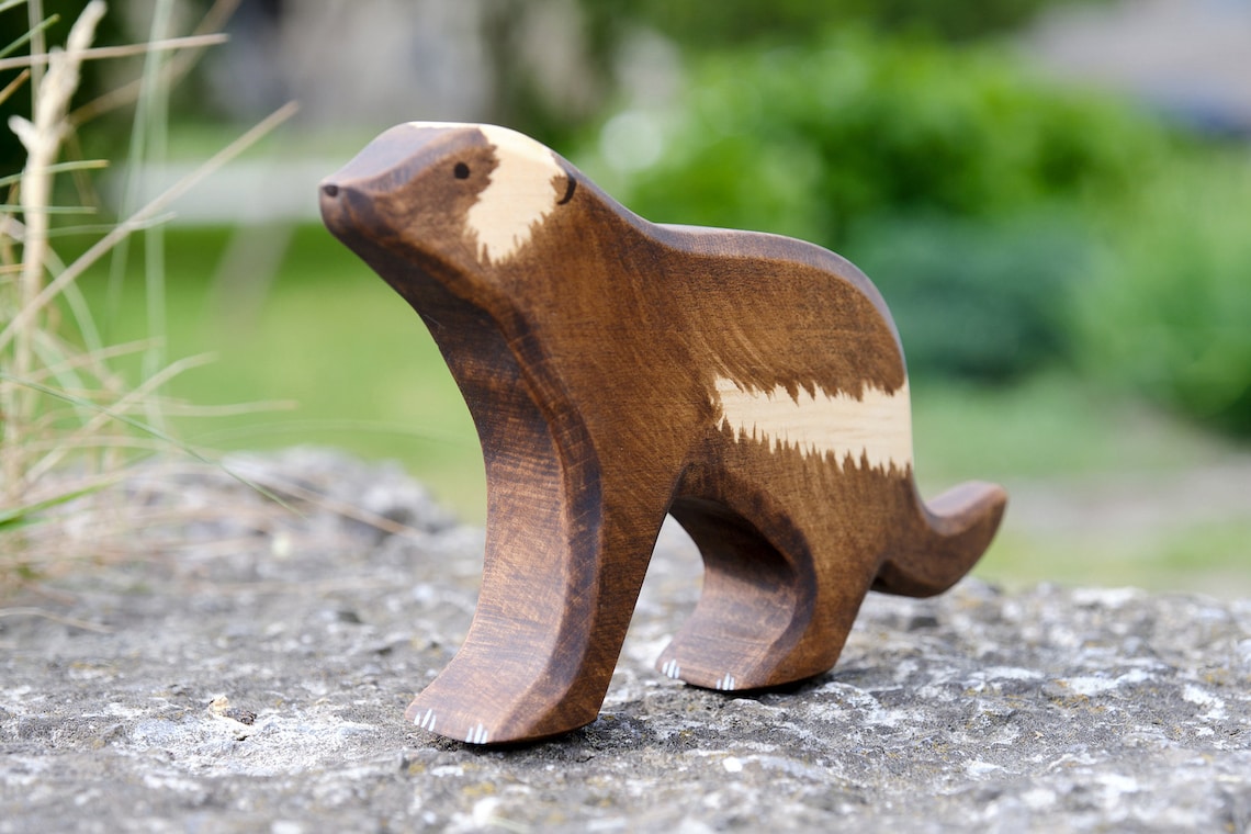 Wooden Wolverine Toy Wood Animal Toy Wooden Animals Toy - Etsy